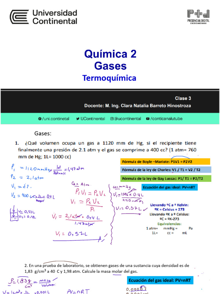 Clase 4 Junio 31 Química 2 Gases y Termoquímica | PDF | Gases | Calor