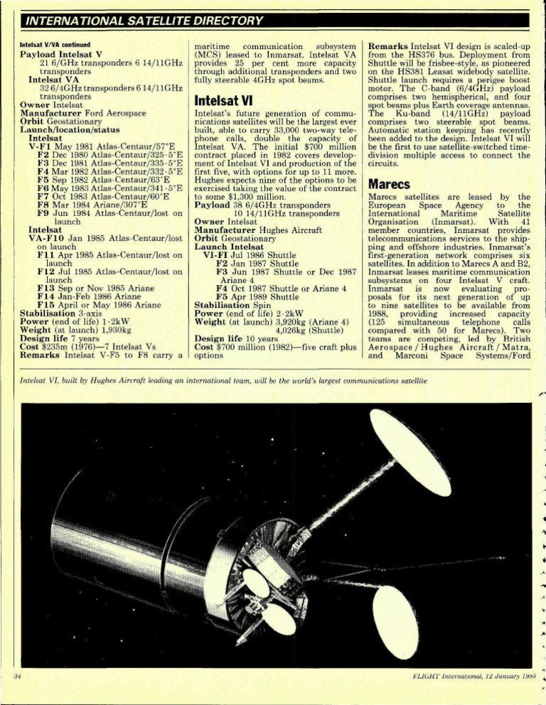 Intelsat VI: International Satellite Directory | PDF | Flight | Spaceflight