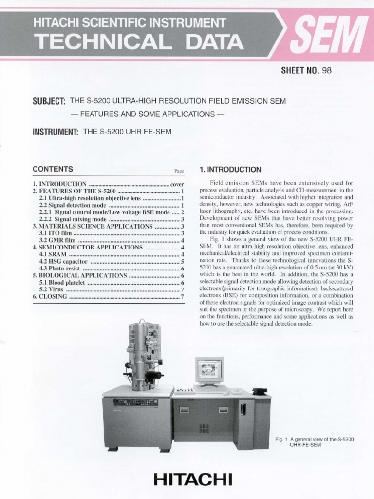 SEM-Hitachi 5200 | PDF