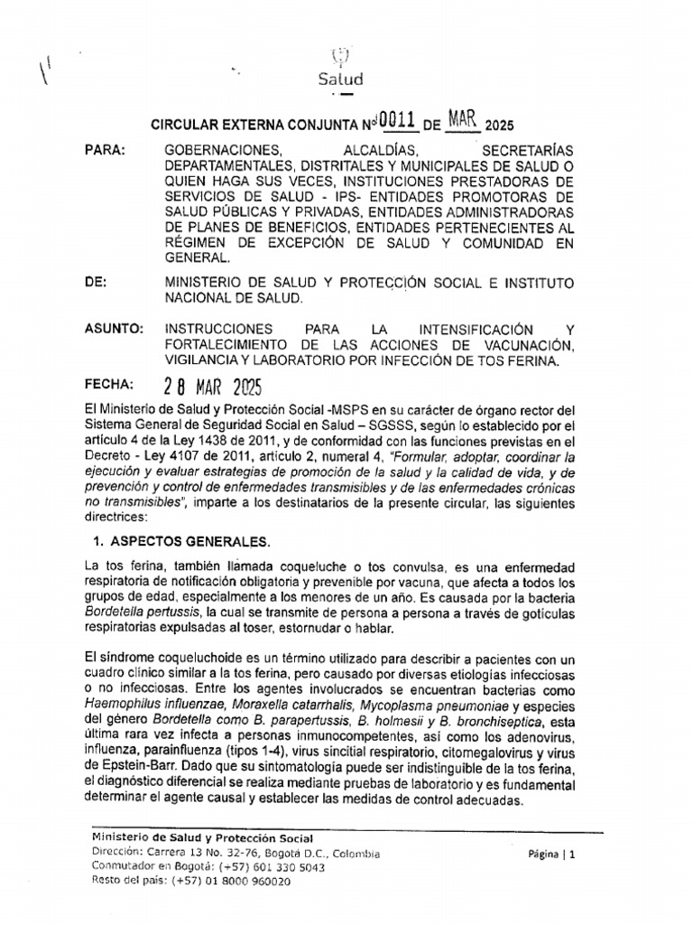 Salud: Circular Externa Conjunta Oj | PDF | Resfriado comun | Inmunología
