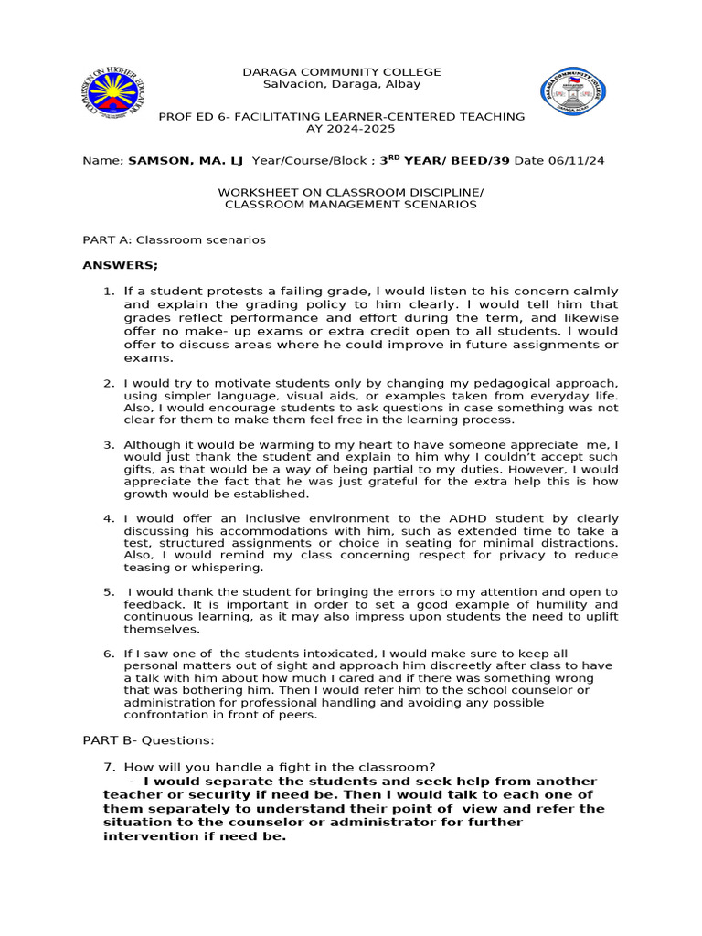 Worksheet-Classroom-Discipline | PDF | Volcano | Classroom