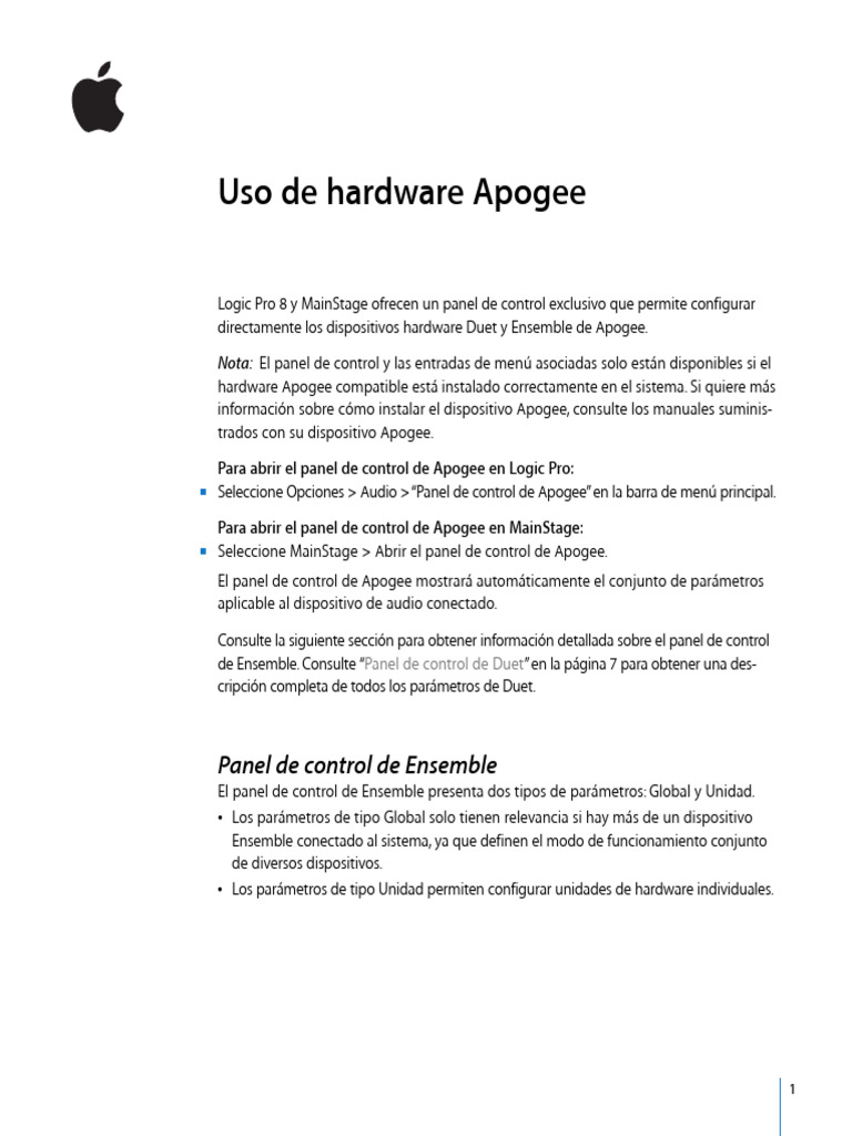Uso de Hardware Apogee | PDF | Hardware de la computadora | Micrófono
