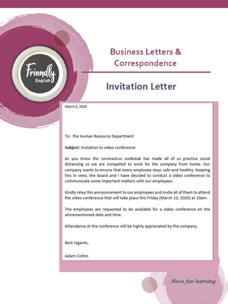 Video Conference Invitation Template | PDF