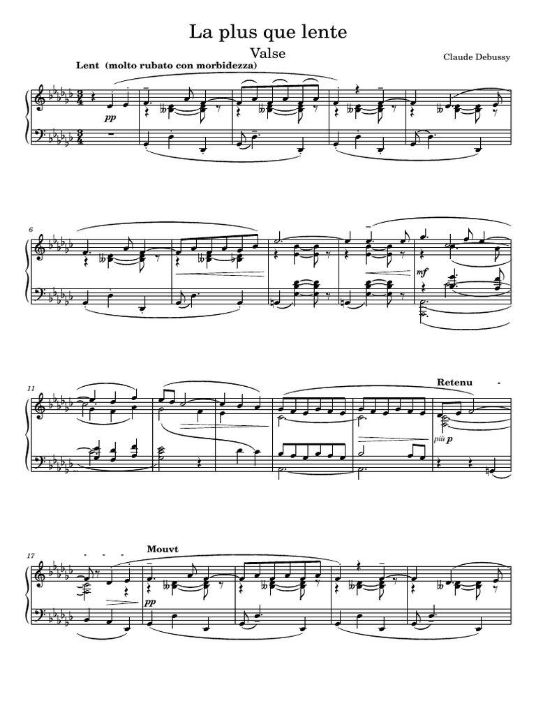 La Plus Que Lente - Claude Debussy | PDF | Compositions | Piano Compositions