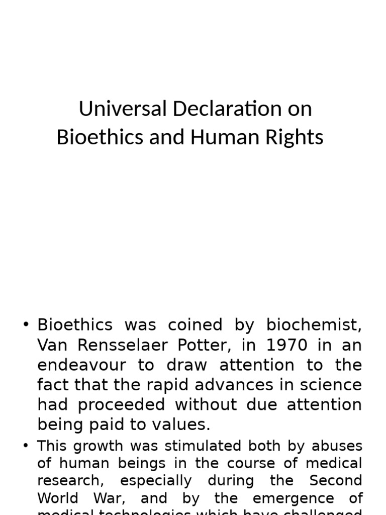 Universal Declaration On Bioethics and Human Rights | PDF | Informed ...