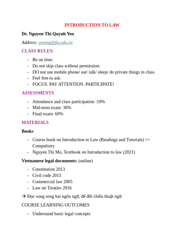 Introduction To Law | PDF