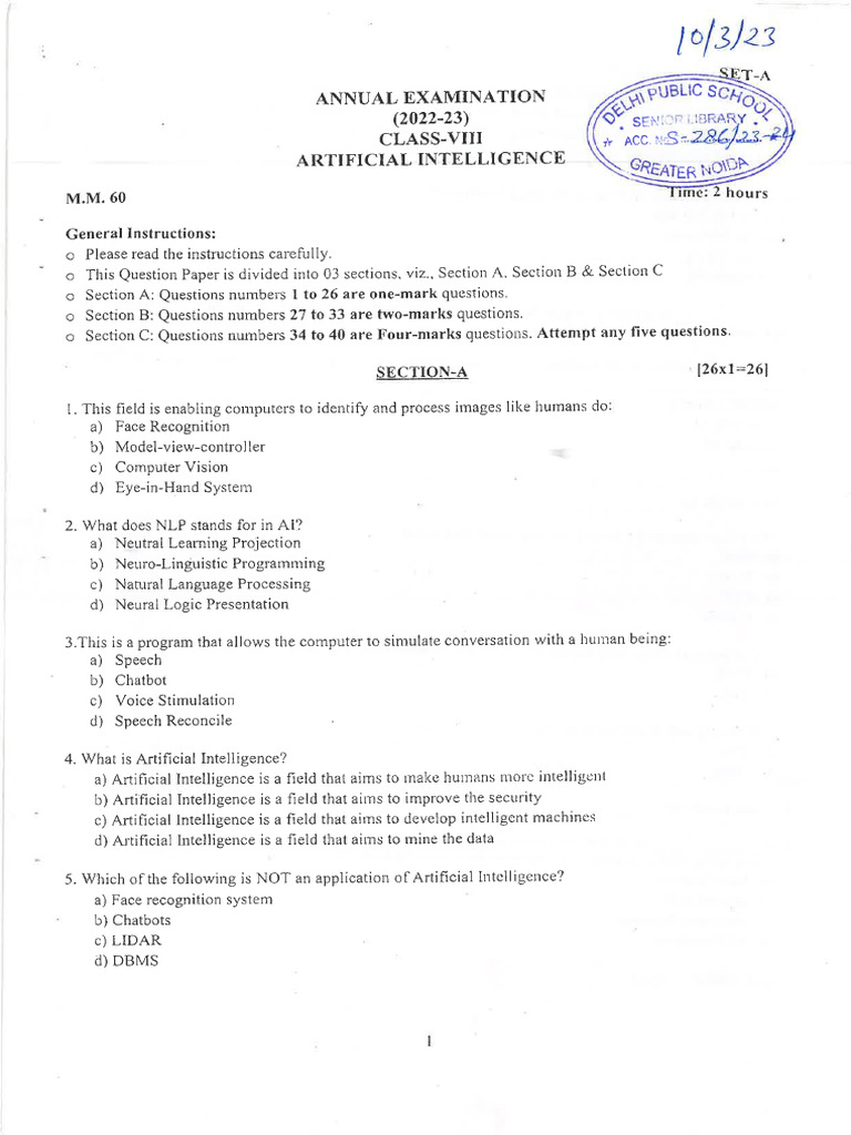 Past Paper Class 8 Final Exam | PDF