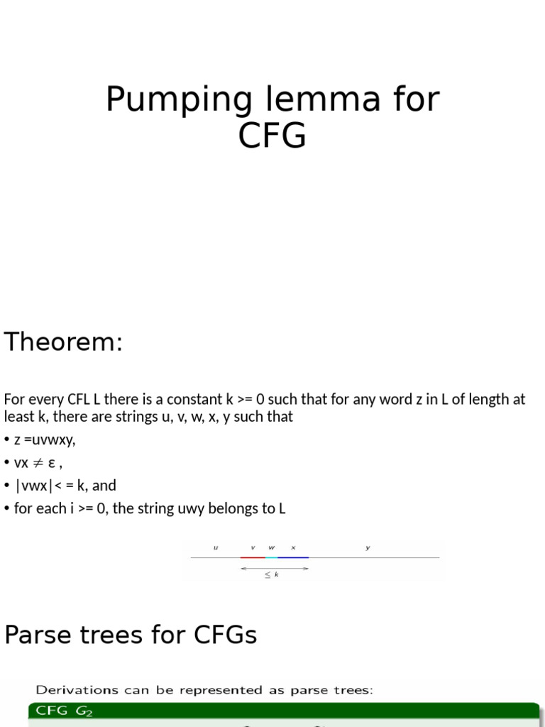 Pumping Lemma For CFG | PDF