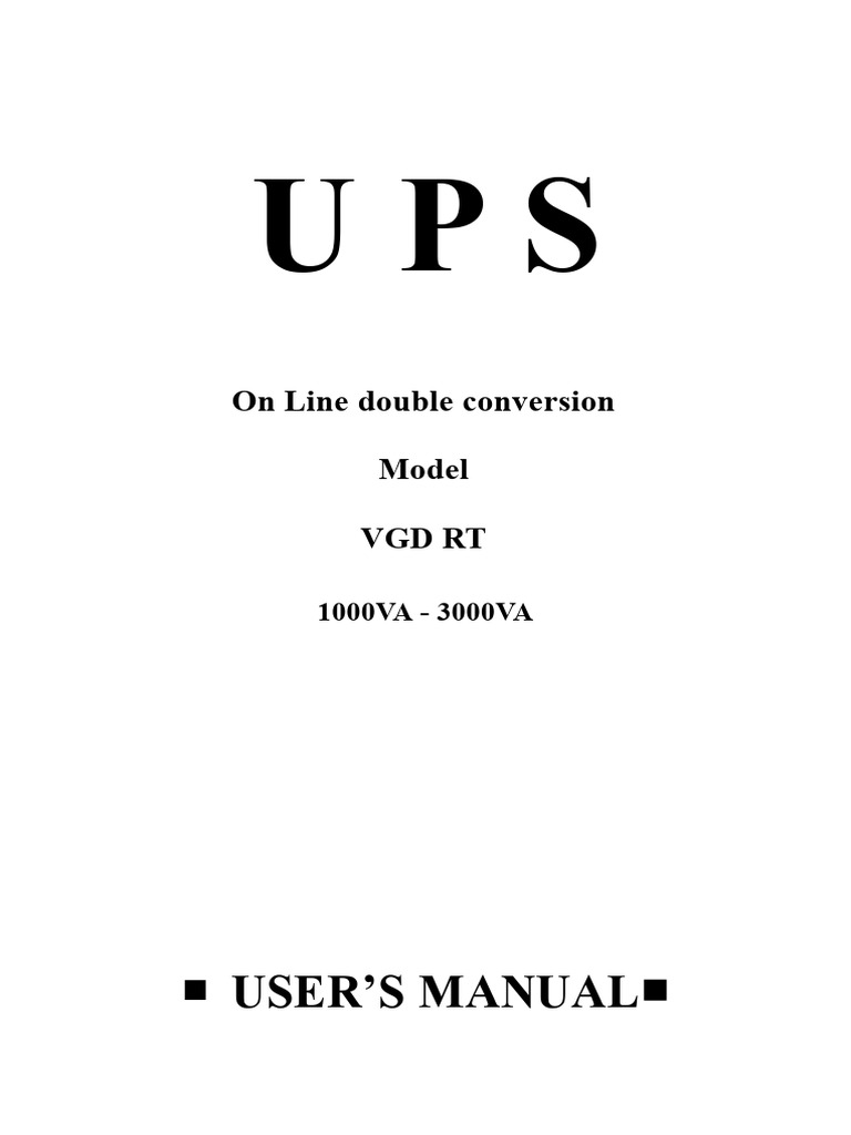 User Manual of VGD RT 1 3kVA | PDF | Power Supply | Mains Electricity