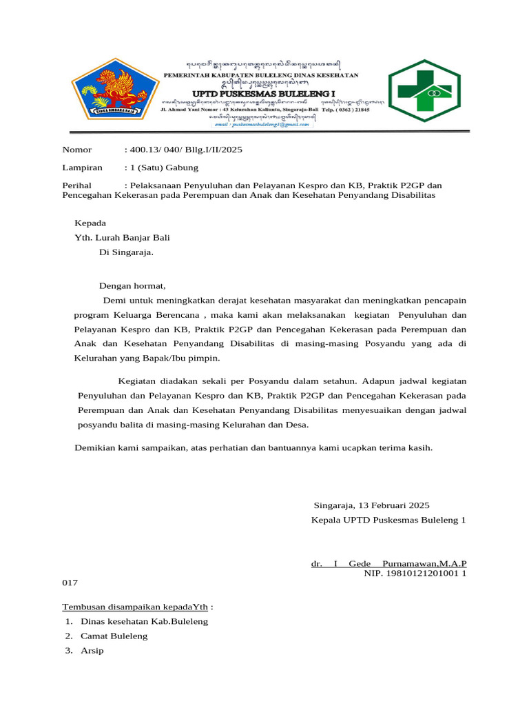 SURAT Undangan Perjadin Banjar Bali | PDF