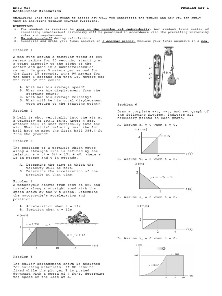 Dynamics Problem Set 1 - 2425B | PDF | Acceleration | Velocity