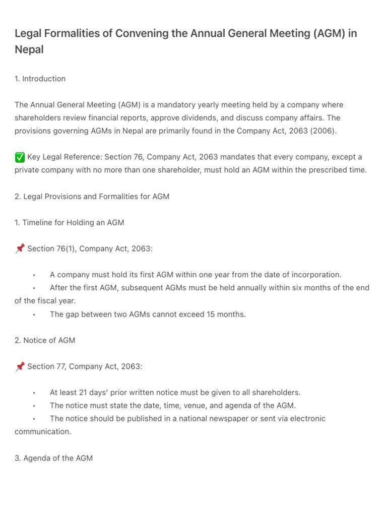 Legal_Formalities_of_Convening_the_Annual_General_Meeting_AGM_in… | PDF ...