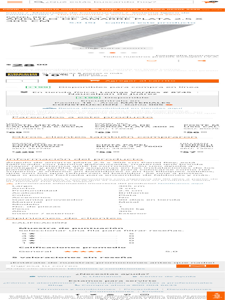 Ángulo de Amarre Plata 2.5 x 305 cm | PDF