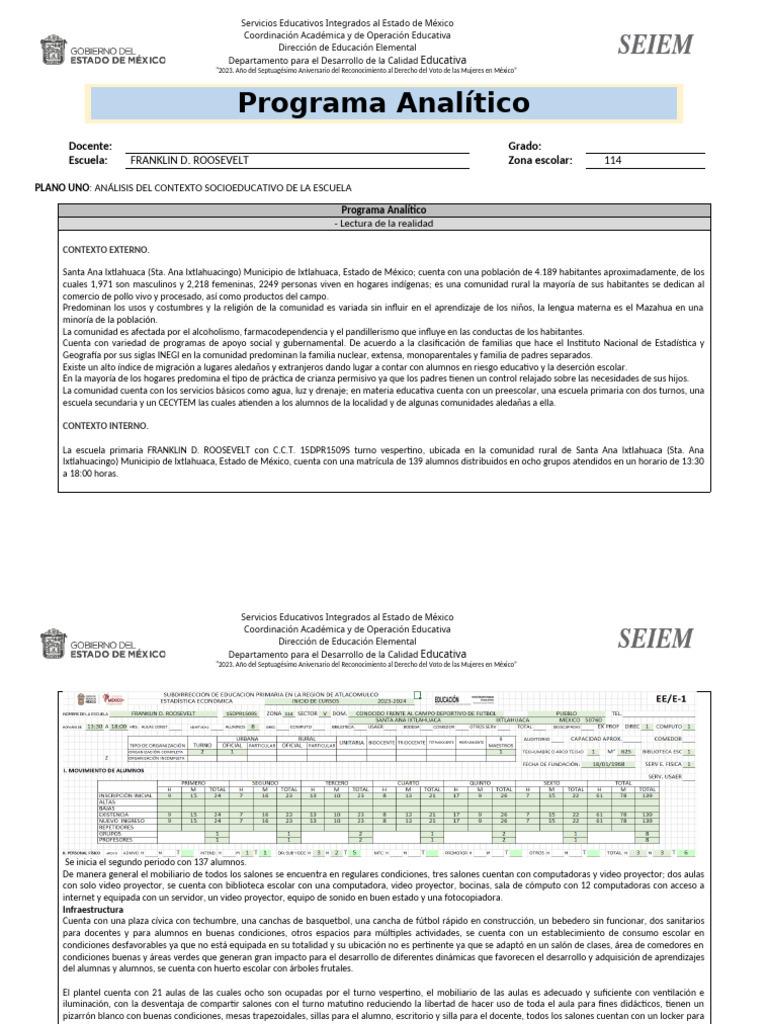 Programa Analítico-Dirección | PDF | Evaluación | Comprensión lectora