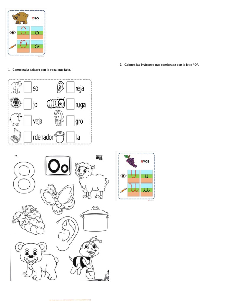 ficha 1 vocales, sonido inicial. 2025 | PDF
