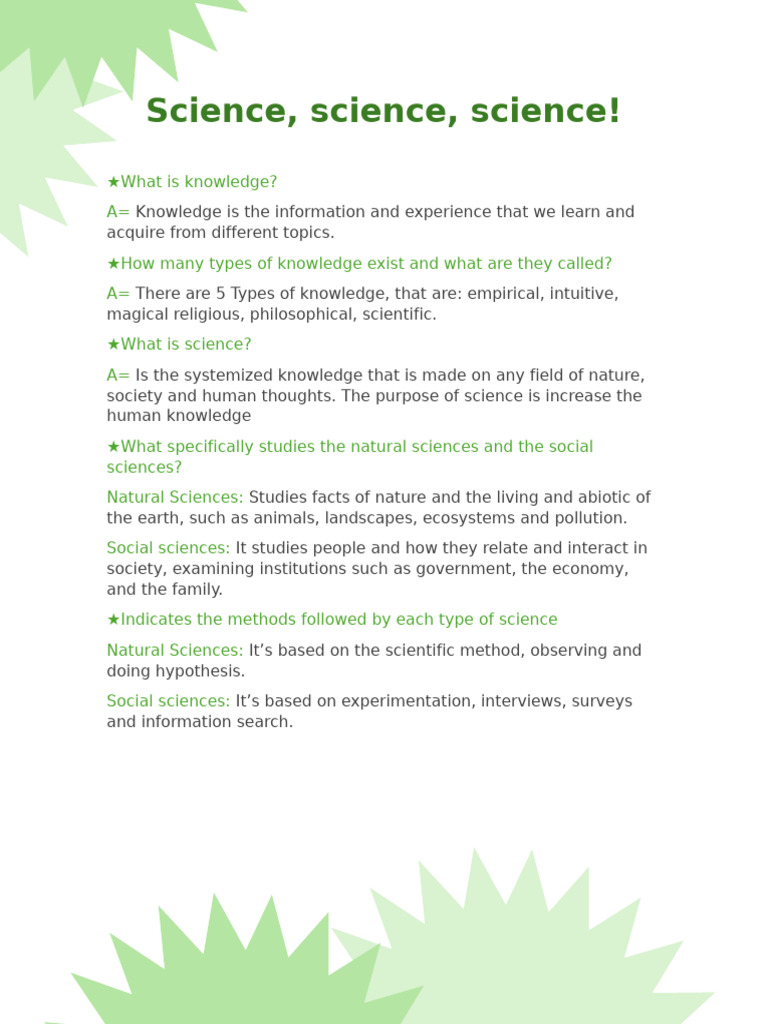 Science, Science, Science, Activity 1 | PDF | Science | Knowledge