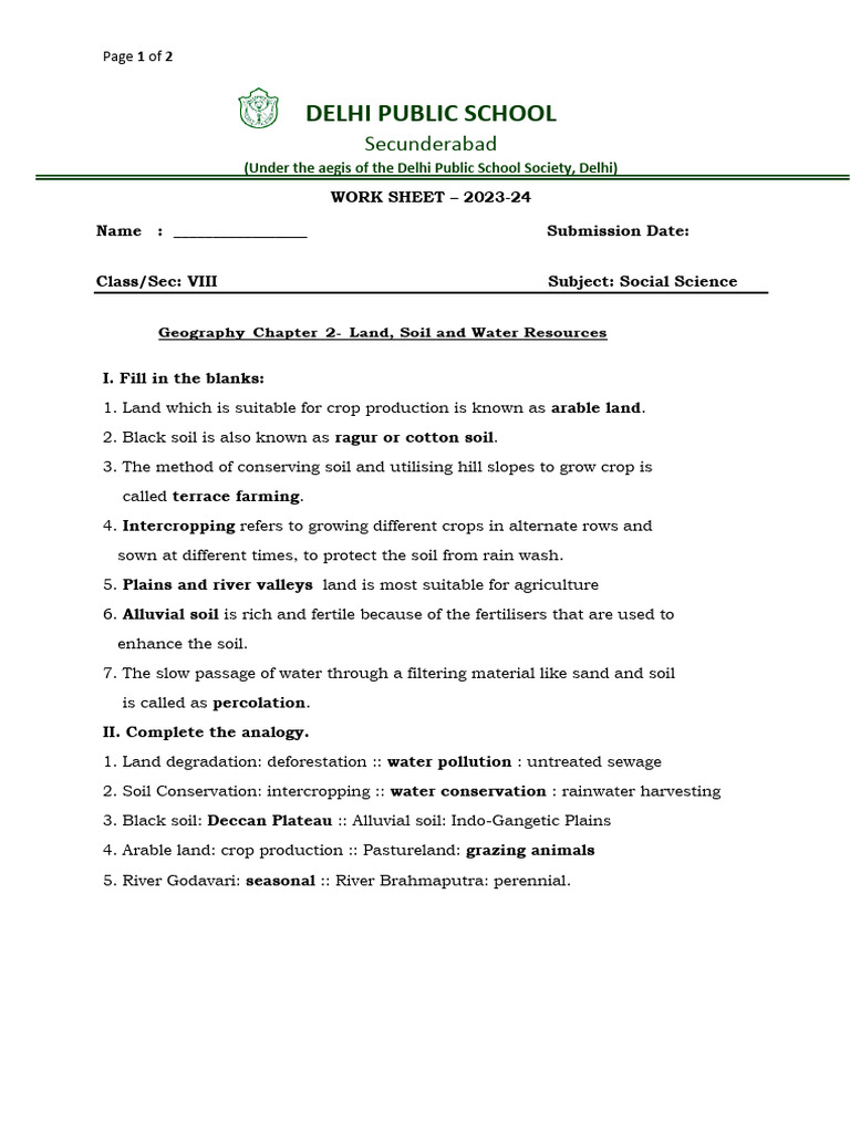 Cl8 - Geo - Ls2 - WS - AK - Land, Soil and Water Resources | PDF