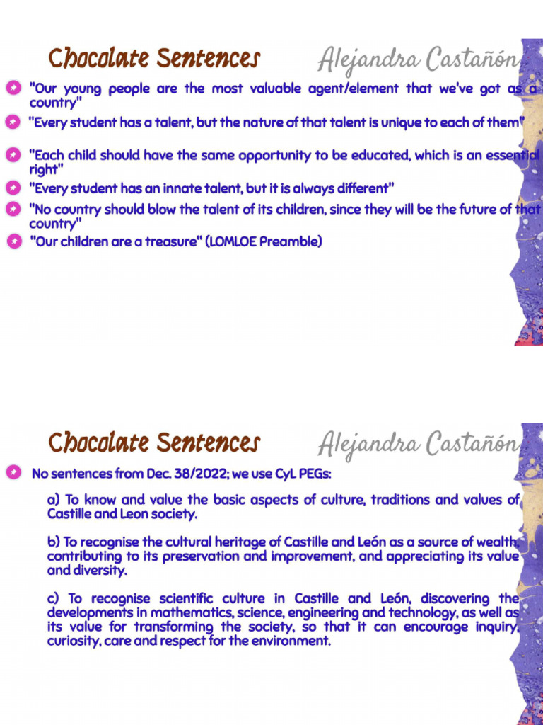 Chocolate Sentences | PDF