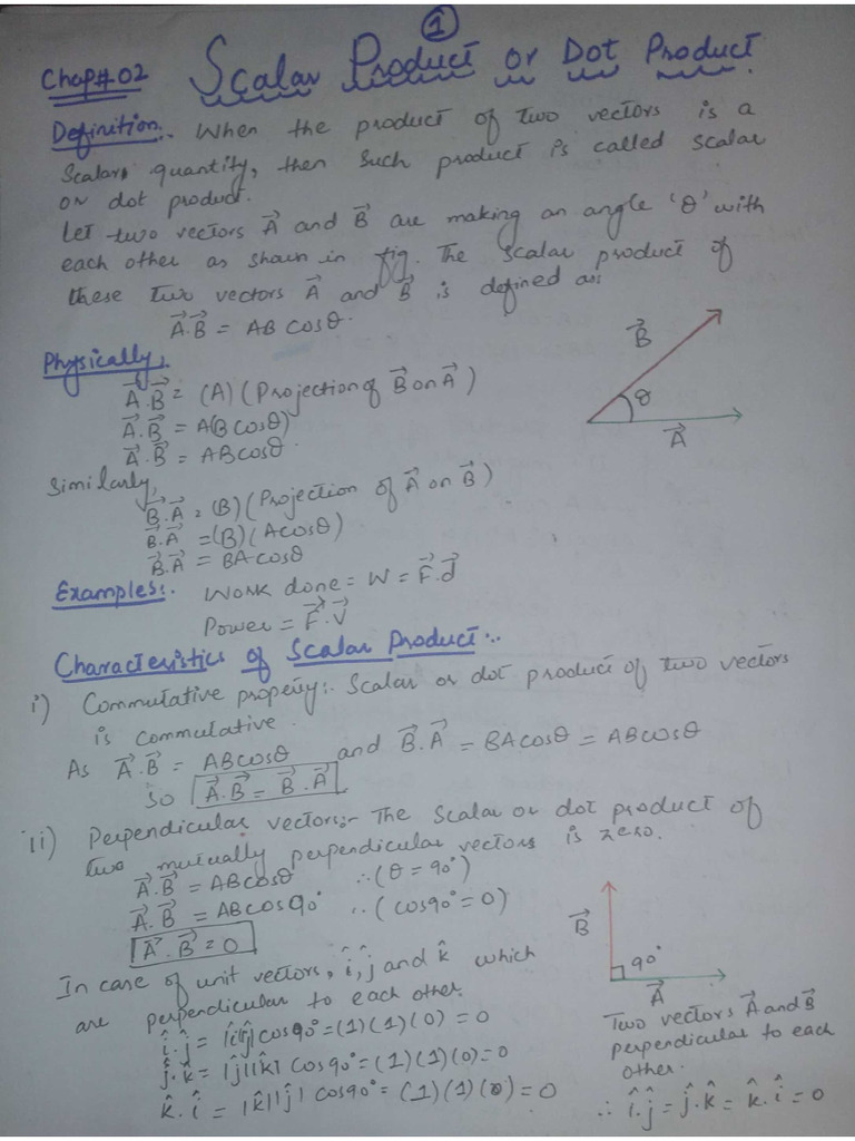 Properties of Scalar and Vector Product | PDF