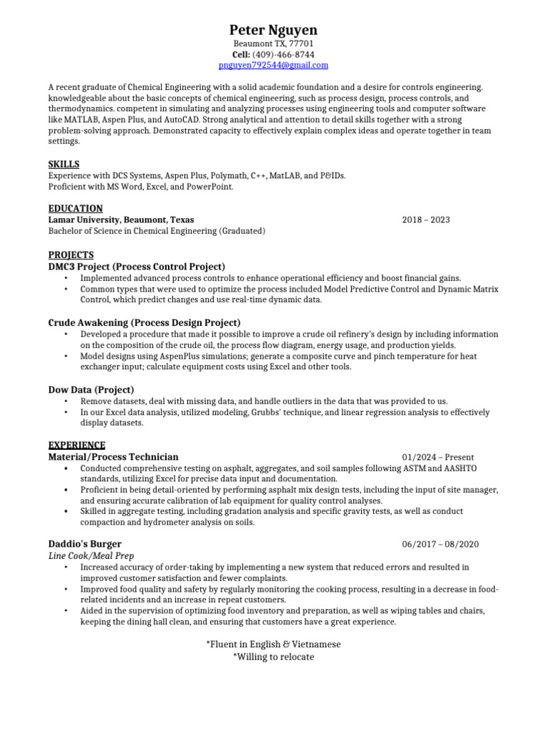 Peter Nguyen Resume Controls | PDF | Data | Engineering
