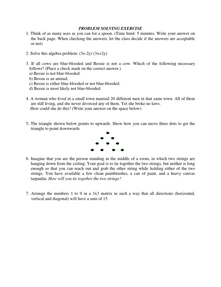Problem Solving Exercise | PDF