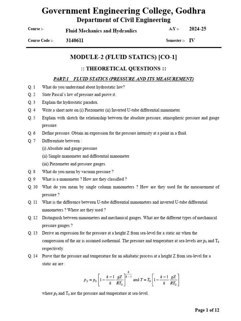 MODULE - 2_FMH_Sem-4 A.Y 2024-25 | PDF | Buoyancy | Pressure