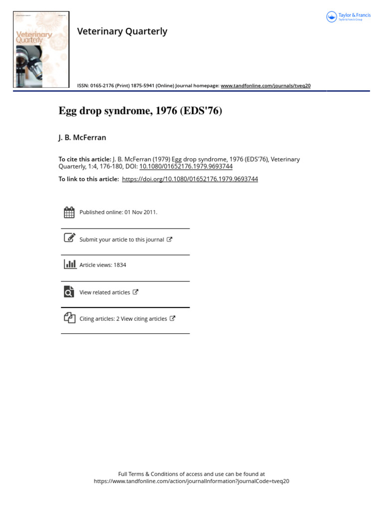 Egg Drop Syndrome in Poultry (EDS'76) | PDF | Virus | Adenoviridae