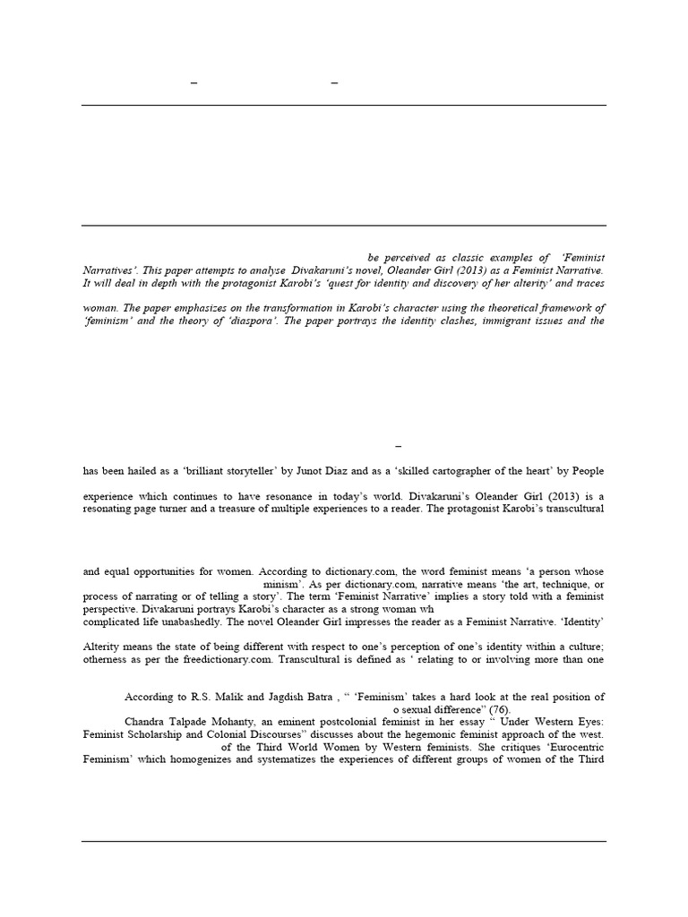 56. 2018 Dec_Oleander Girl | PDF | Feminism | Gender Studies