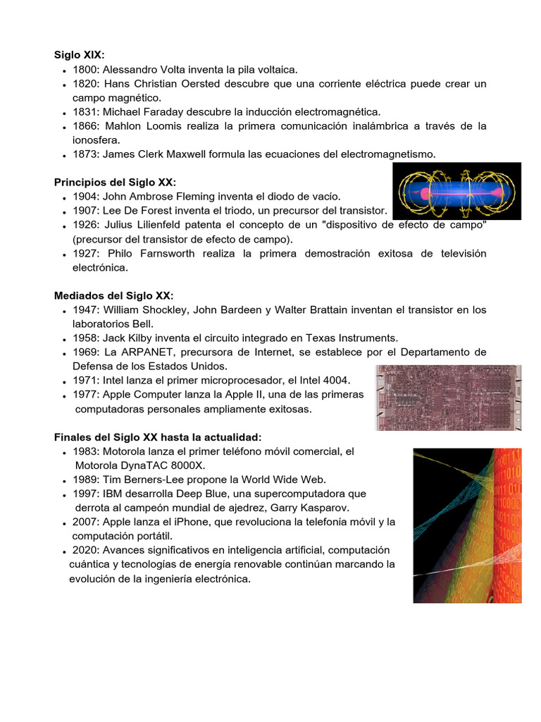 Historia de La Ingenieria Electronica. | PDF