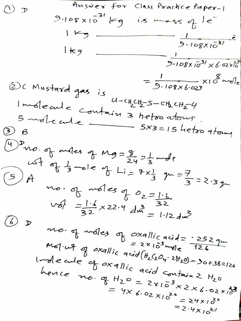 answer CPP (mole & amu) | PDF