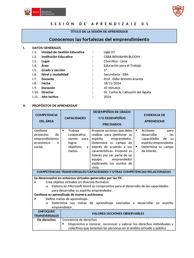 Sa 01 - Ud 1 - Ept 1º | PDF | Iniciativa empresarial | Aprendizaje