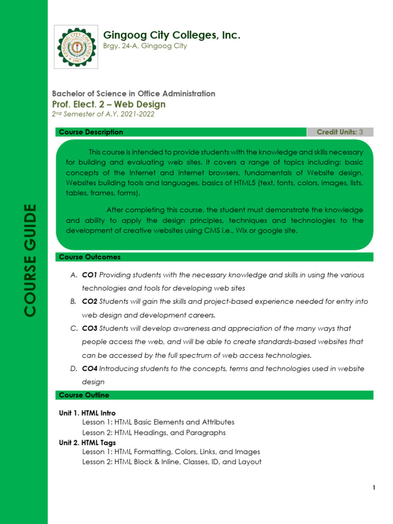 Web Design (1) | PDF | Html | Html Element