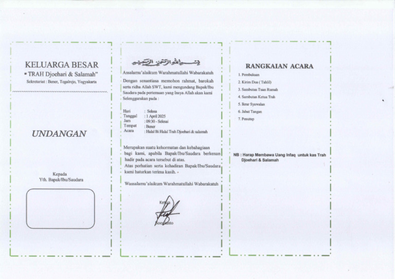 Undangan Syawalan Trah Djoehari | PDF