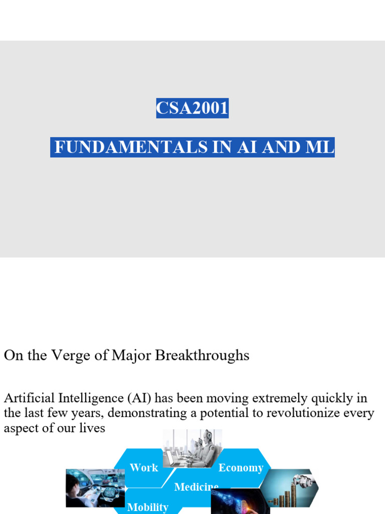 CSA (2001) : Fundamental in AIML, Module 1 | PDF | Artificial Intelligence | Intelligence (AI ...