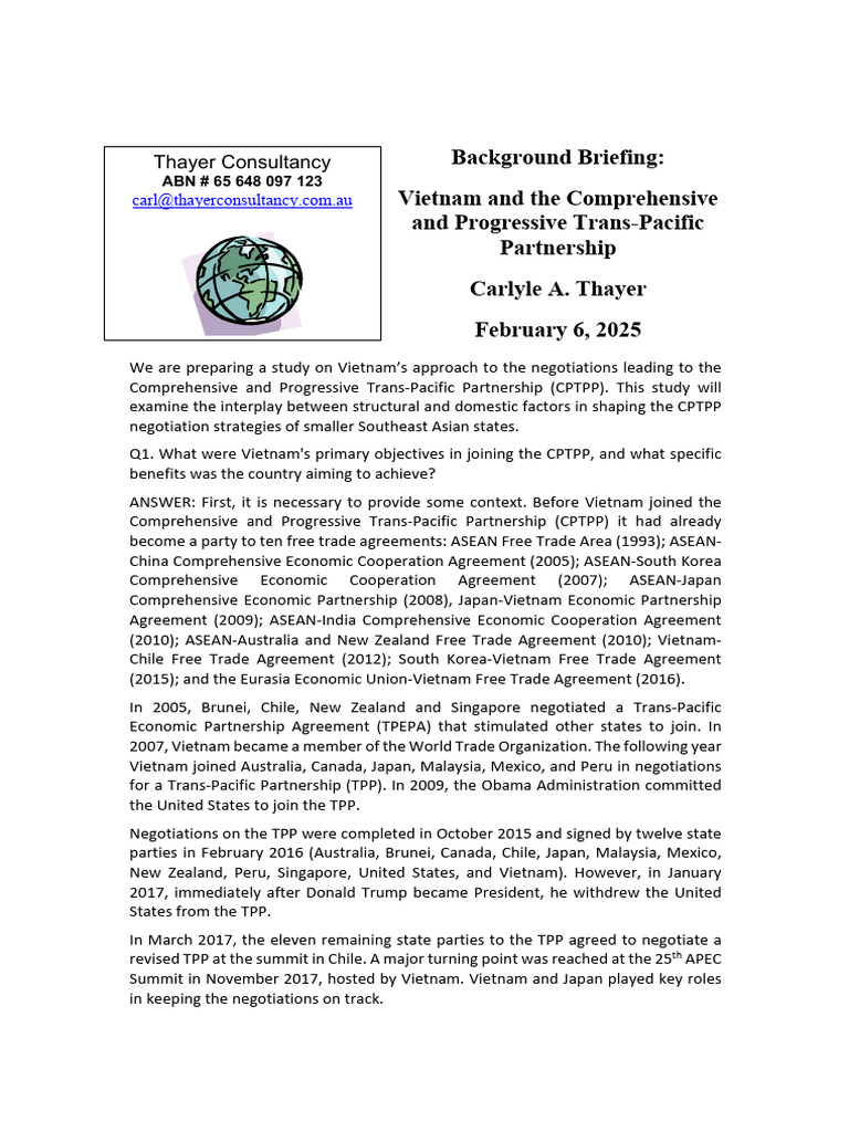 Thayer Vietnam and The Comprehensive and Progressive Trans-Pacific ...