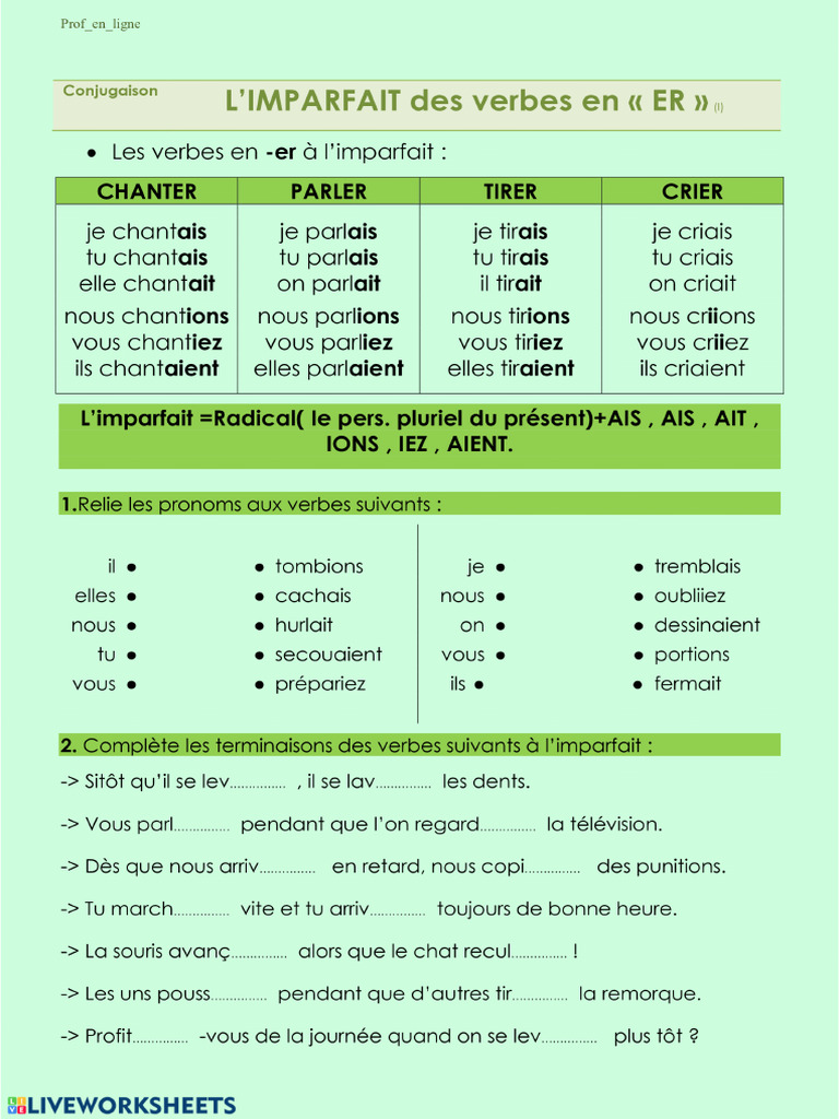 Exercice Imparfait | PDF