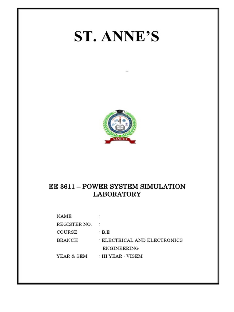 EE361-POWER SYSTEM LABORATORY-1823265382-EE8711-POWER SYSTEM SIMULATION LABORATORY - 868087898 ...