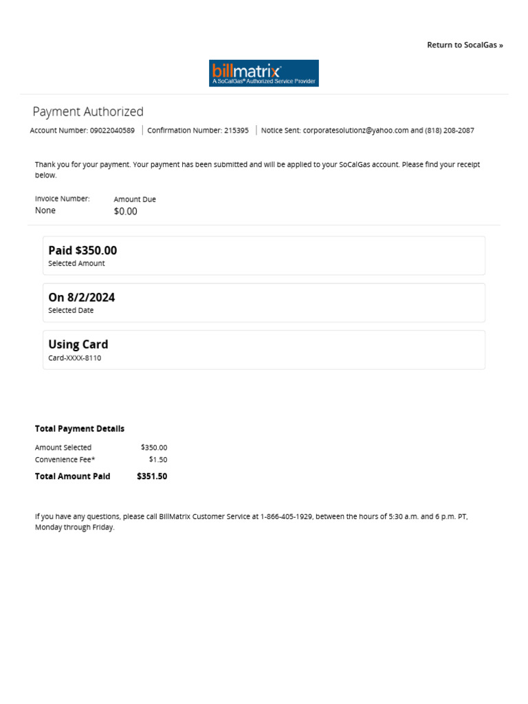 Gas Payment Confirmation 08-2024 | PDF
