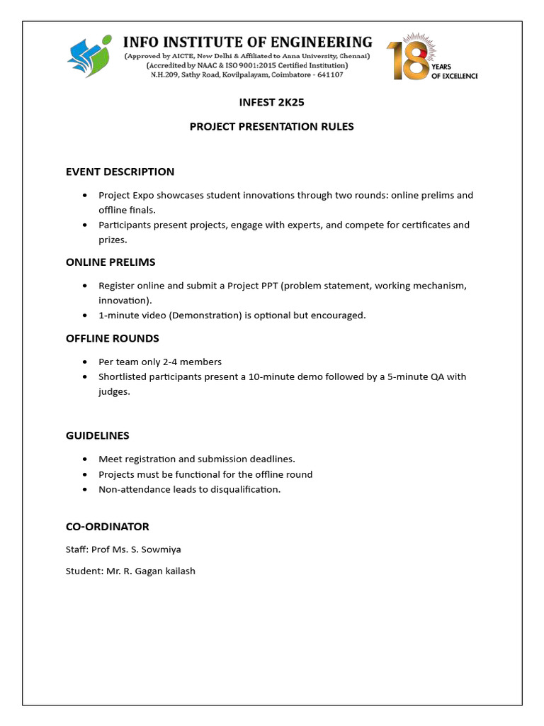 Infest 2K25 Project Rules | PDF