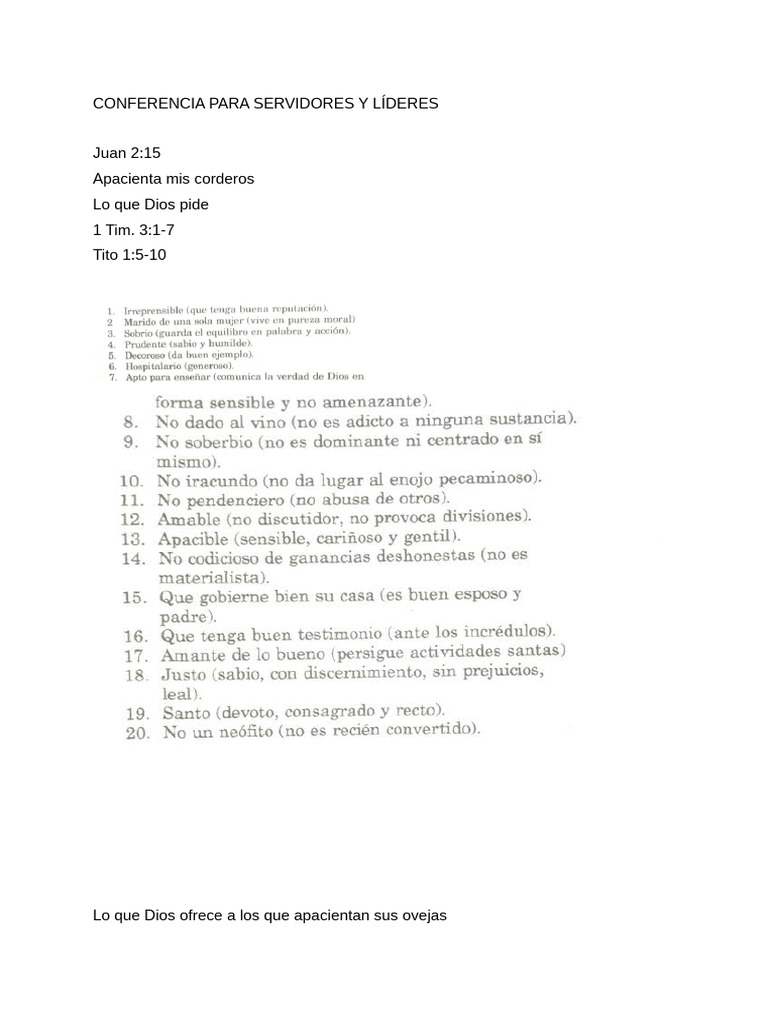 CONFERENCIA PARA SERVIDORES Y LÍDERES - Docx - 20240823 - 135118 - 0000 | PDF