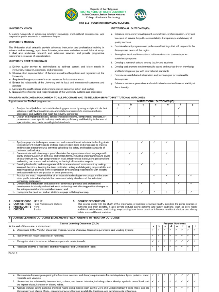 Food Nutrition and Culture Course Overview | PDF | Dietary Fiber | Diet ...