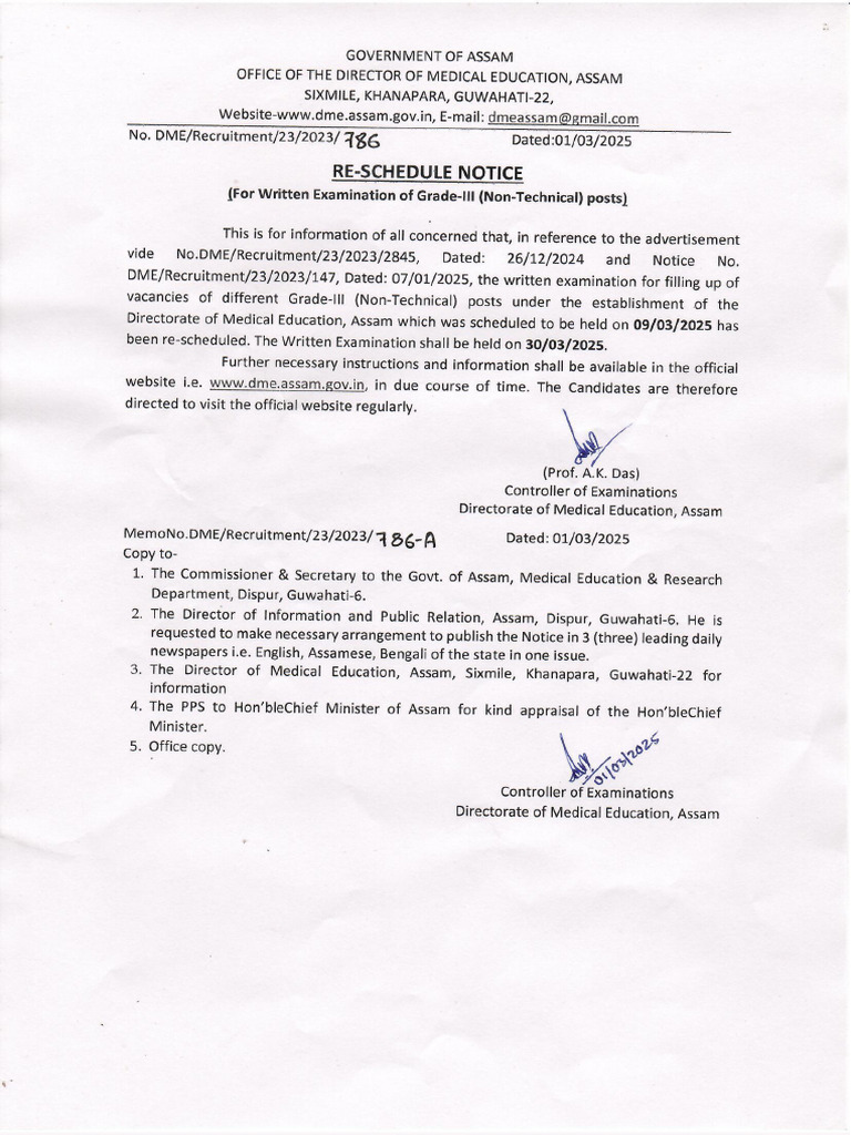 Re Schedule Notice Grade Iiint | PDF