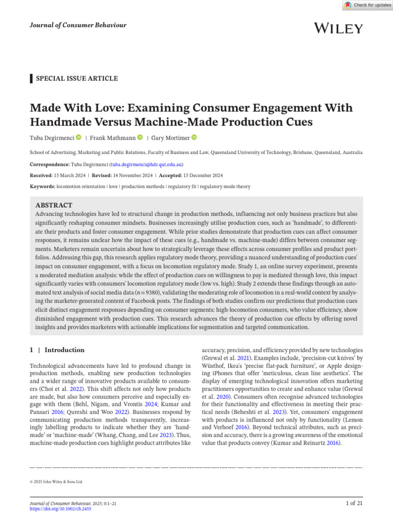Made With Love - Examining Consumer Engagement With Handmade Versus ...