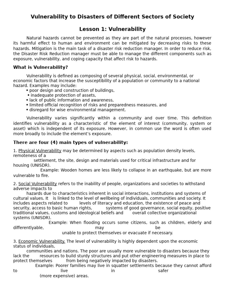 Understanding Vulnerability to Disasters | PDF | Vulnerability | Hazards