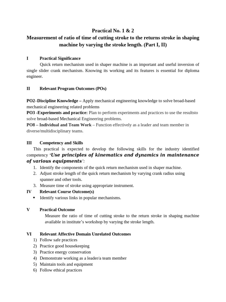 WPU TOM Manual Final | PDF | Engineering | Kinematics