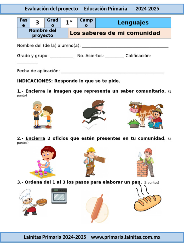Evaluación Proyecto Saberes Comunitarios | PDF | Escritura | Aprendizaje