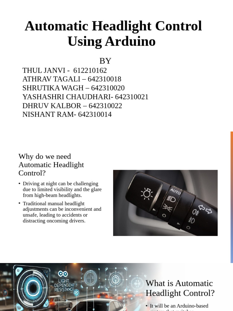 Automatic Headlight Control Using Arduino-Sensors | PDF | Headlamp | Fog