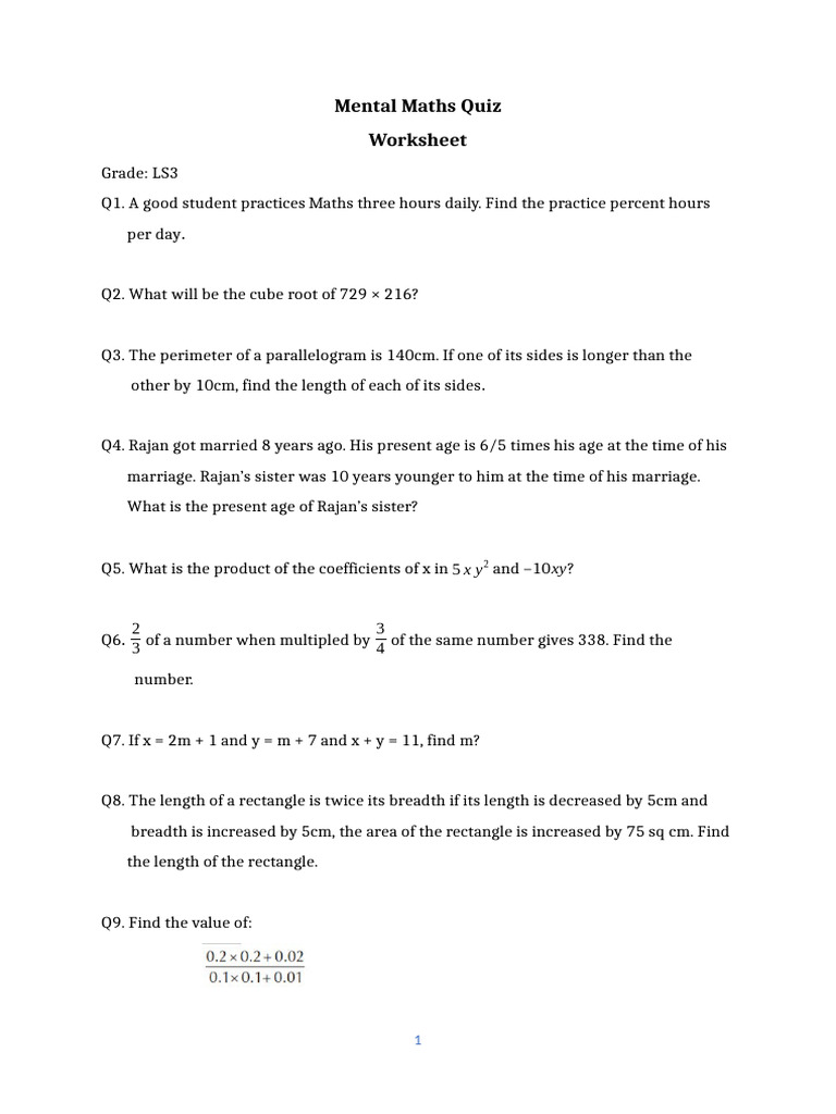 Product of 338 and 7 in Maths Quiz | PDF