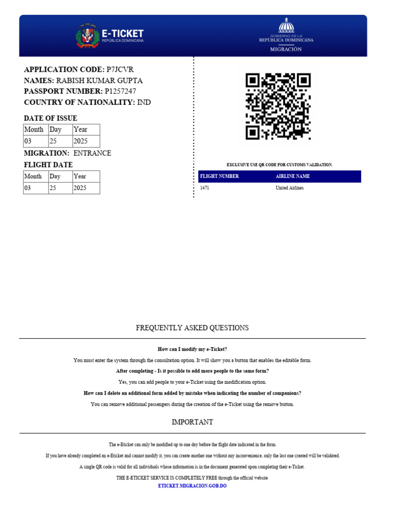 Free e-Ticket Guide for Migration | PDF