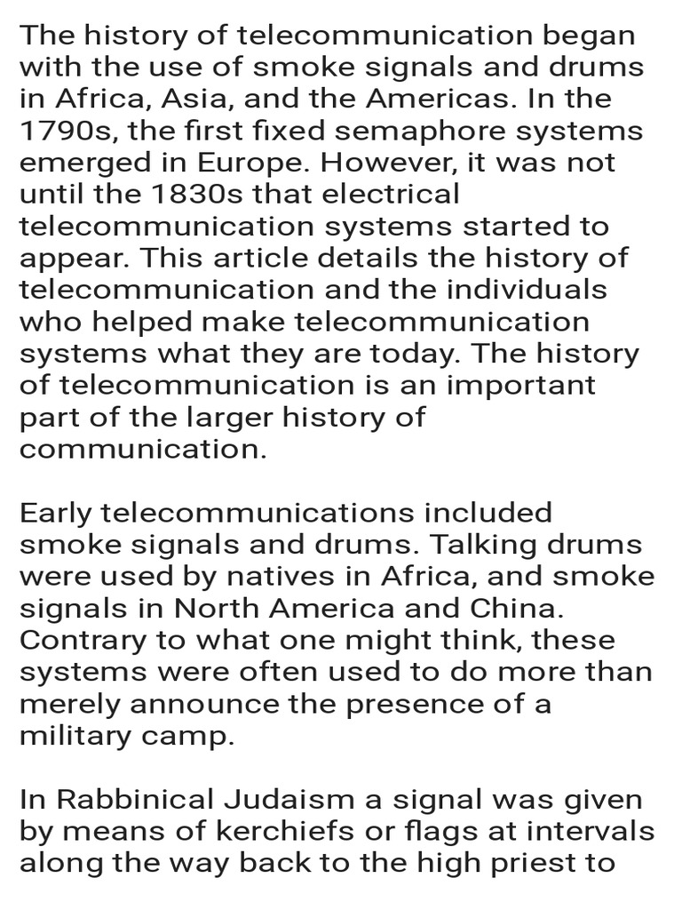 1) History of Telecommunication | PDF | Telegraphy | Radio
